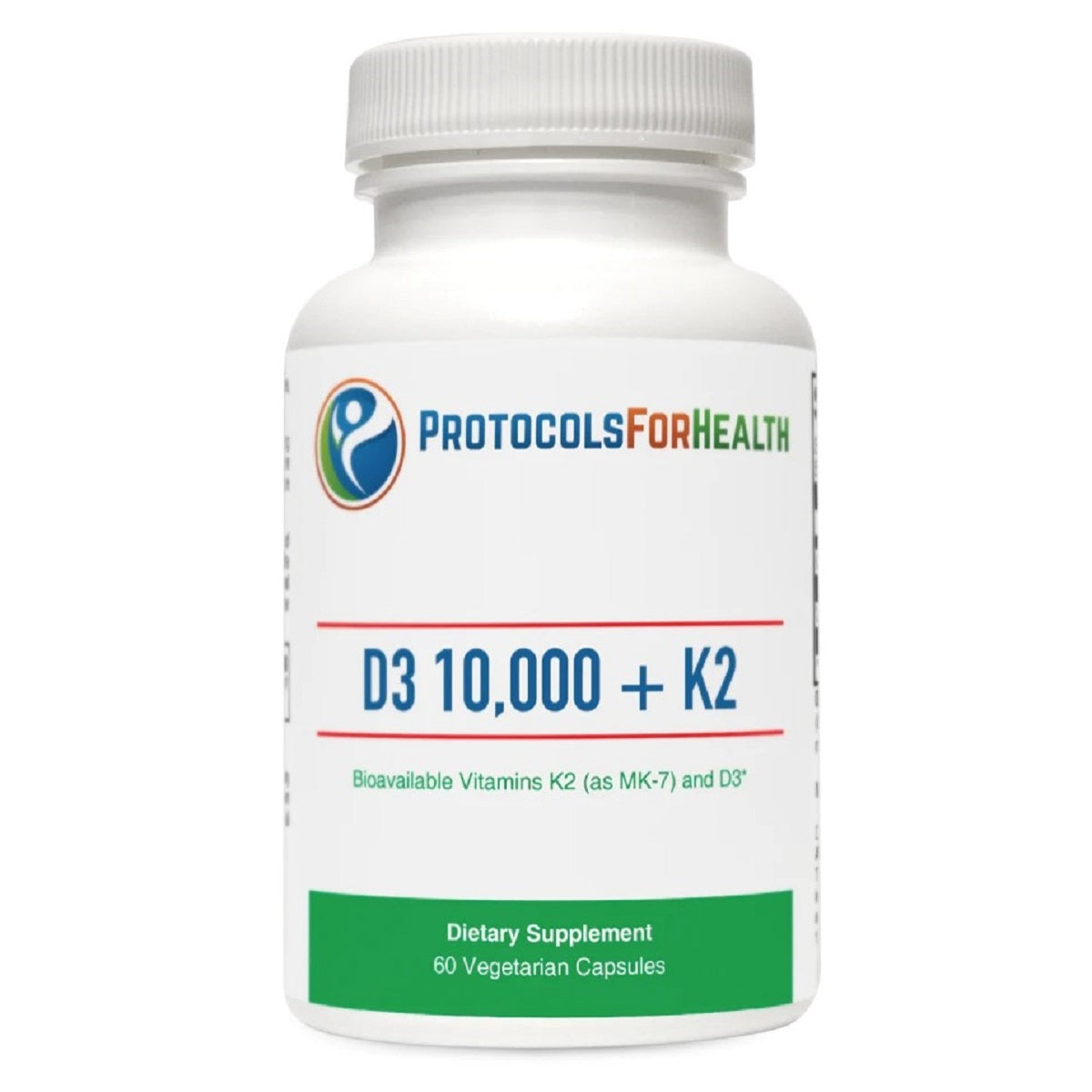 Protocols For Health, D3 10,000 + K2 60 Veg Capsules | For Bone And Heart Health